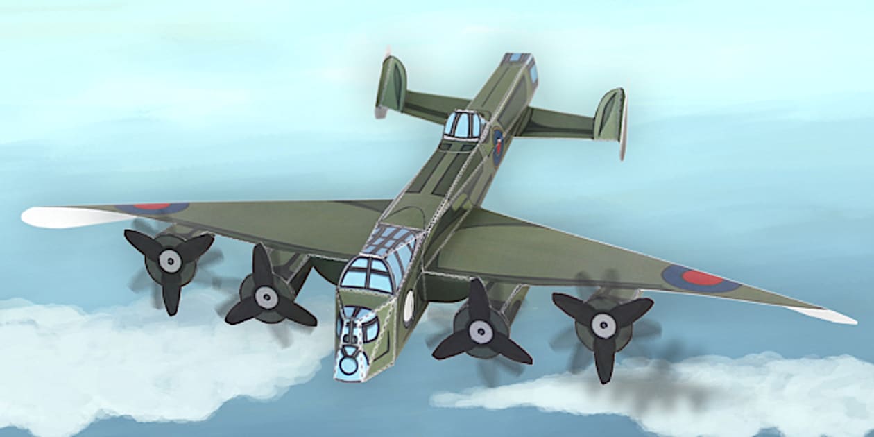 3D WWII Lancaster Plane Paper Model (professor feito)