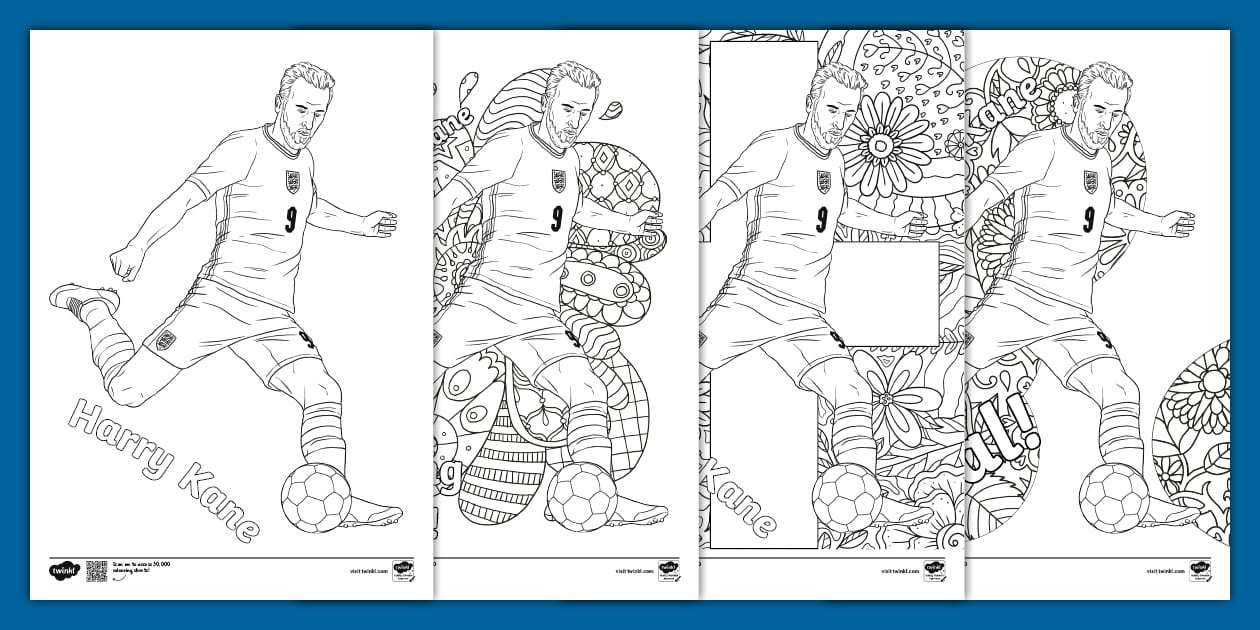 Harry Kane Colouring Pages - Euro 2020 - Twinkl Move PE