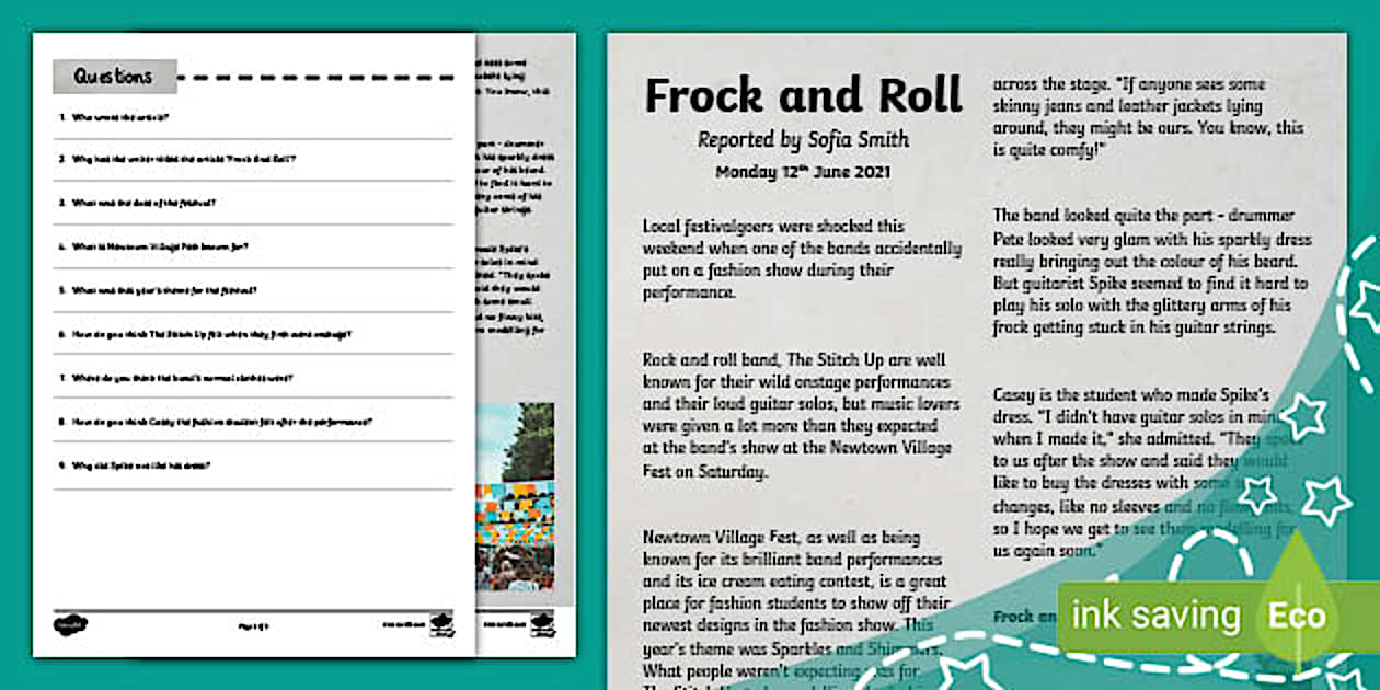 Year 3 Newspaper Report Comprehension Activity - Twinkl