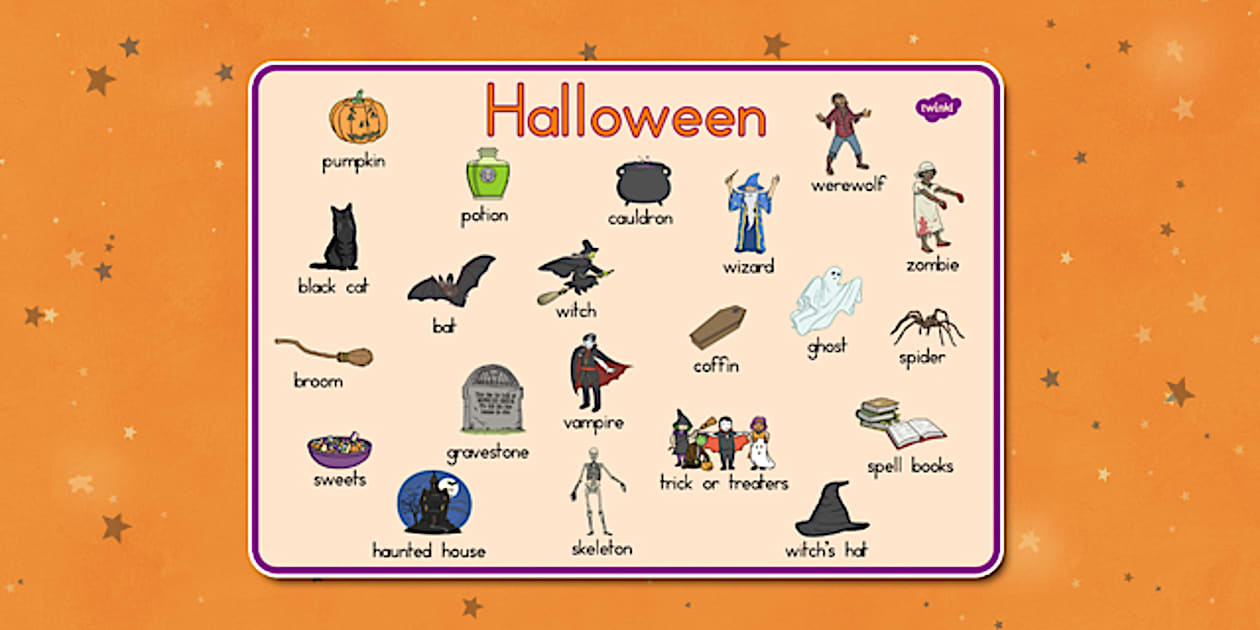 Halloween Vocabulary ESL Word Mat Activity - Twinkl