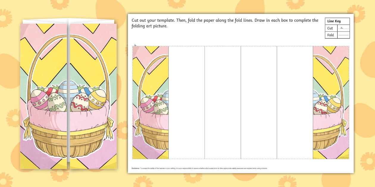 Easter Basket Folding Art Template (teacher made) - Twinkl