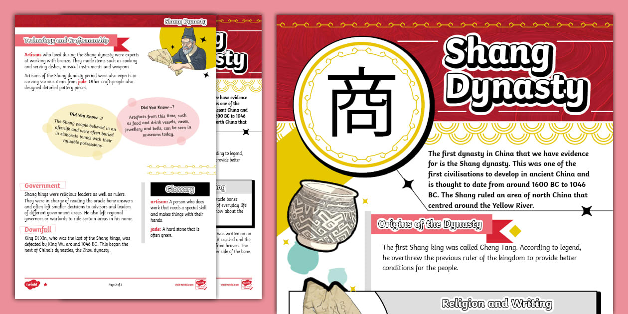 LKS2 Shang Dynasty Differentiated Reading Comprehension Activity
