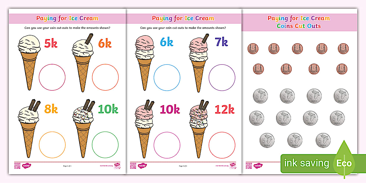 Nigerian Money: Paying for Ice Cream Worksheet - Twinkl