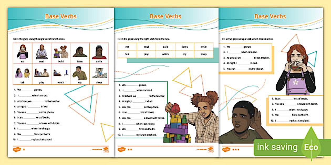 Older Learners: Base Verbs Gap Fill Differentiated Worksheet