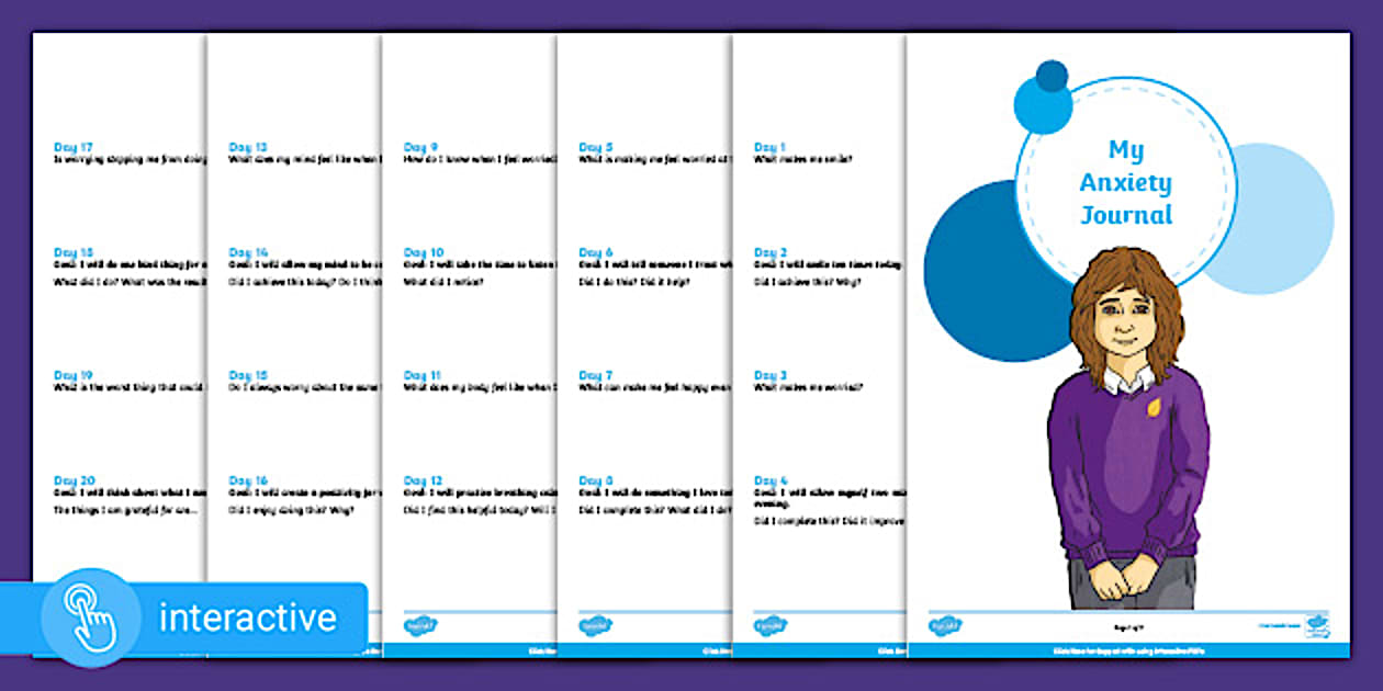 Interactive PDF: My Anxiety Journal Worksheet (teacher made)