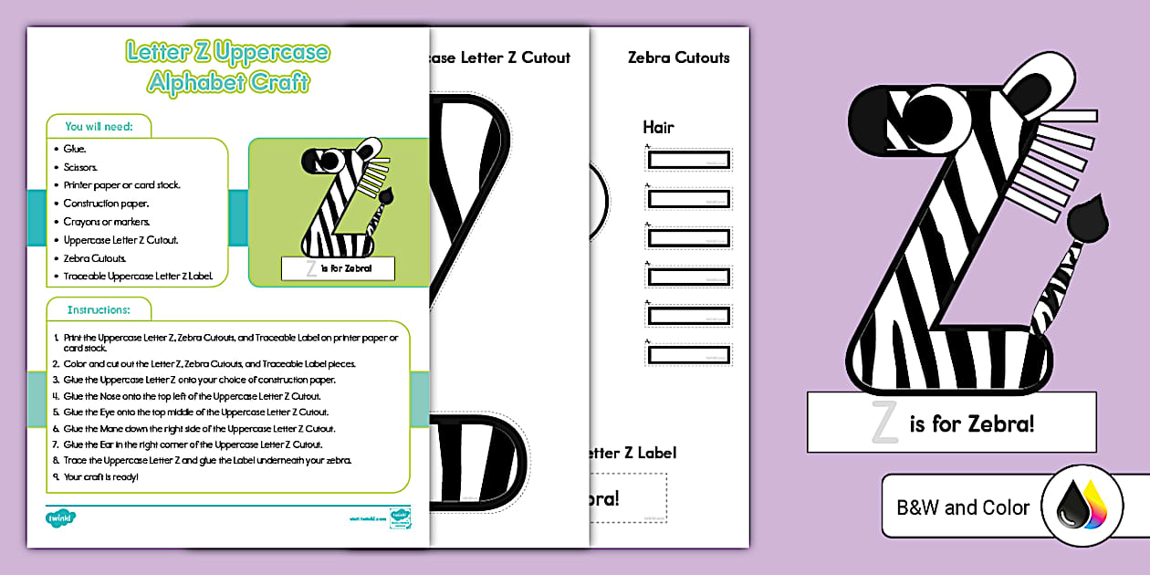 Letter Z Uppercase Alphabet Craft (teacher made) - Twinkl