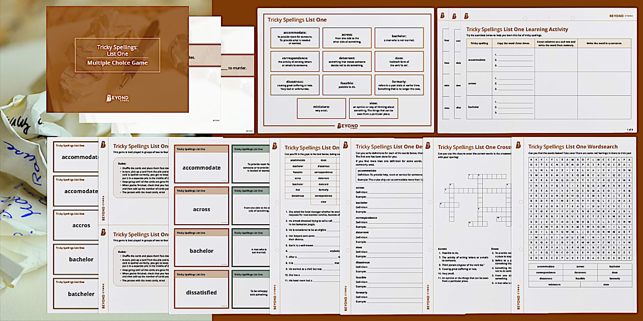 Tricky Spellings List: Activity Pack One (teacher made)