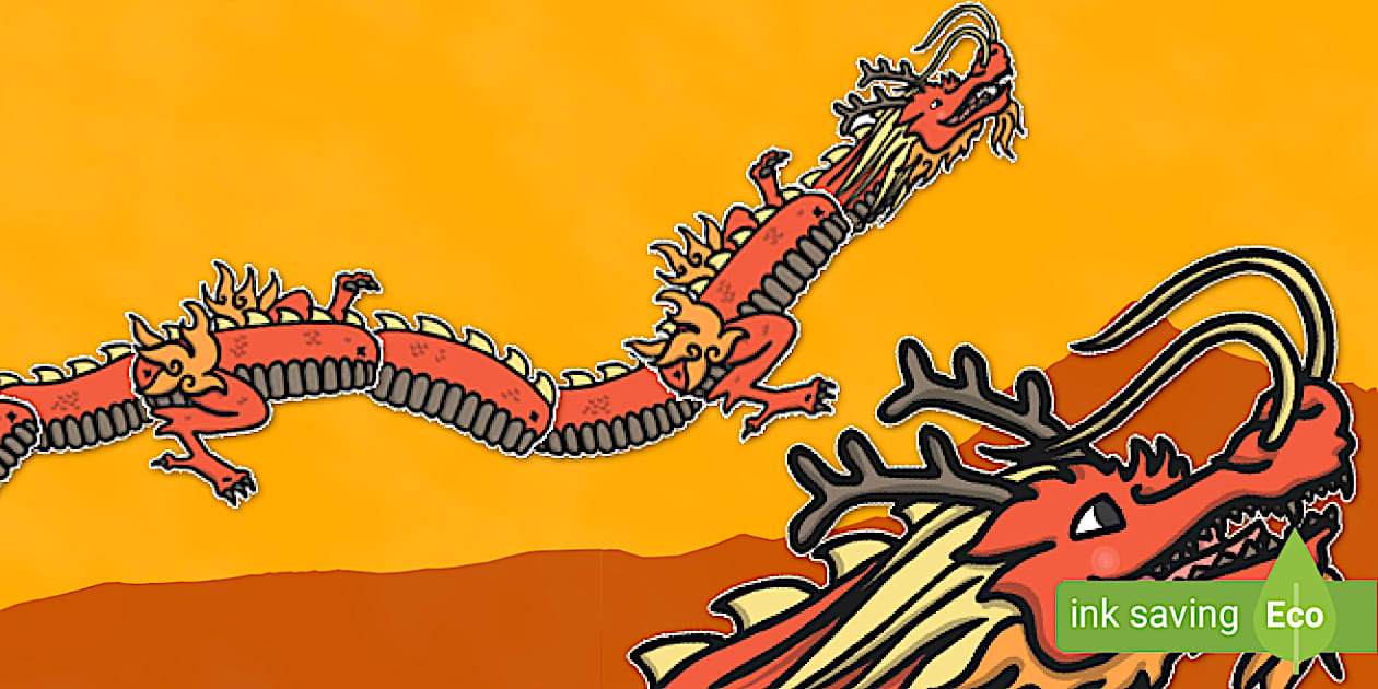 Black and White Split Pin Chinese Dragon - Twinkl