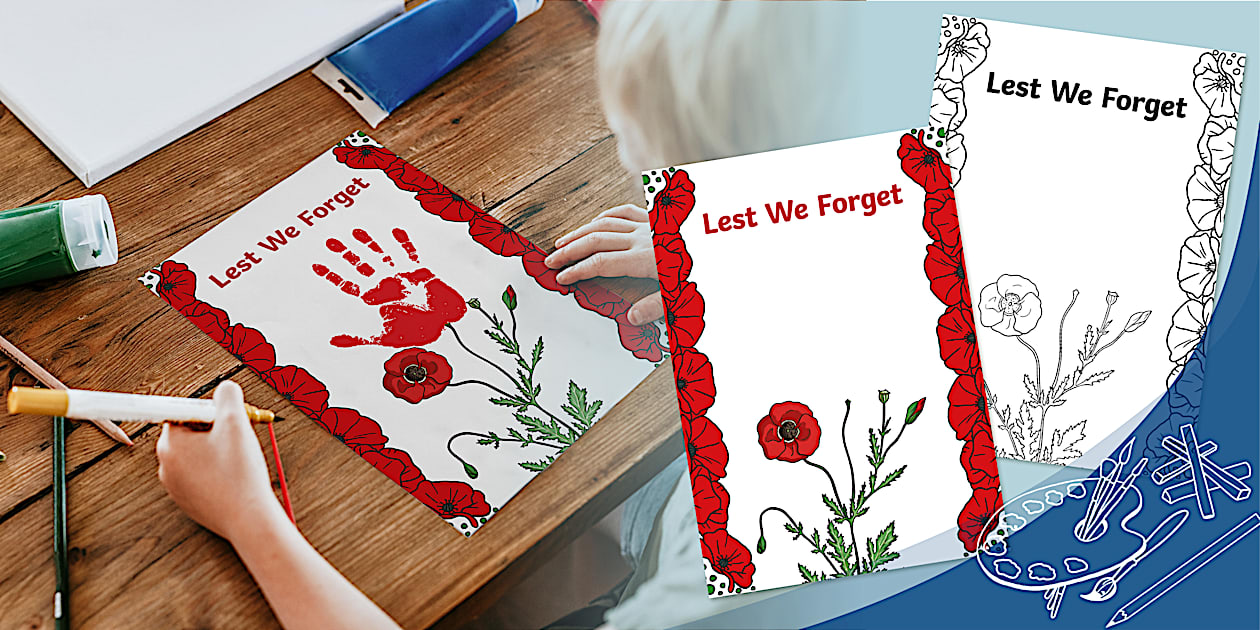 Lest We Forget Remembrance Day Poppy Handprint Craft