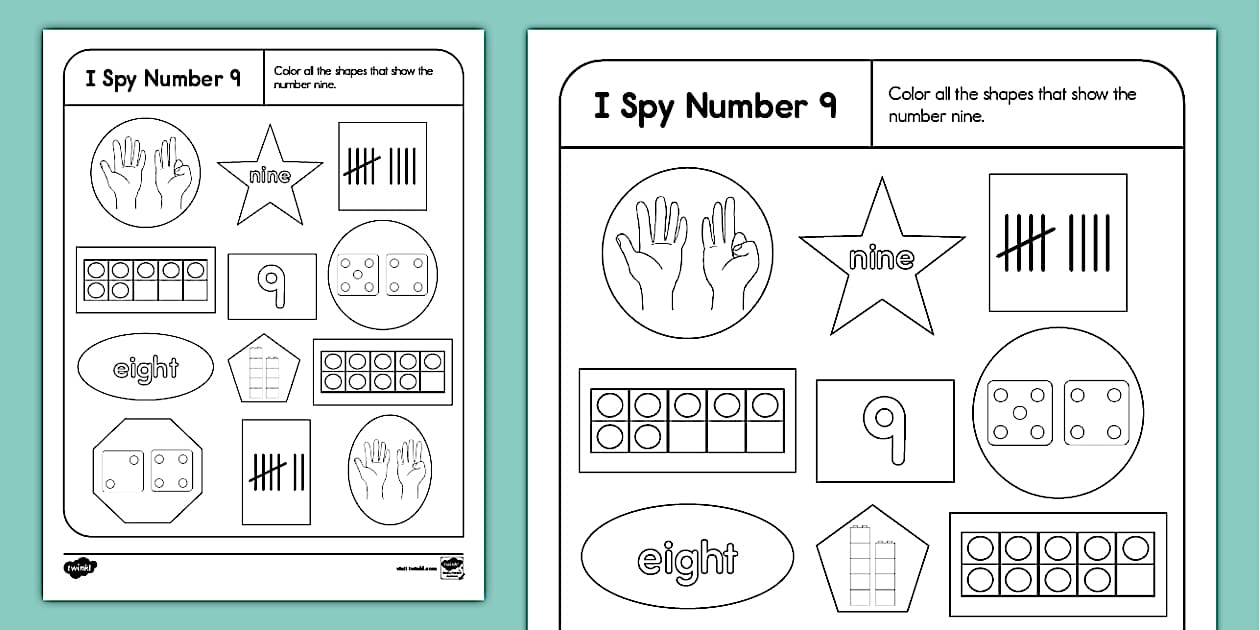 Number Sense I Spy Number 9 Activity (teacher made) - Twinkl