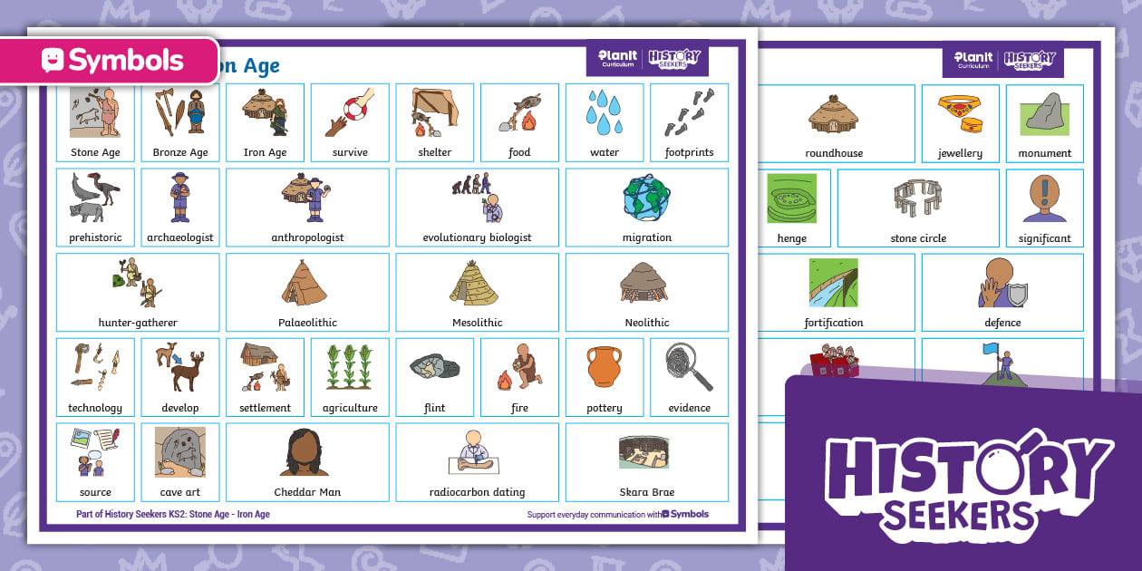 Twinkl Symbols: Stone Age - Iron Age: AAC Mat