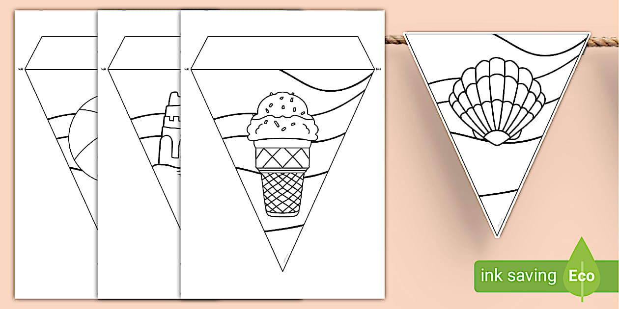 Summer-Themed Colour-In Bunting - Twinkl - KS1 - Twinkl