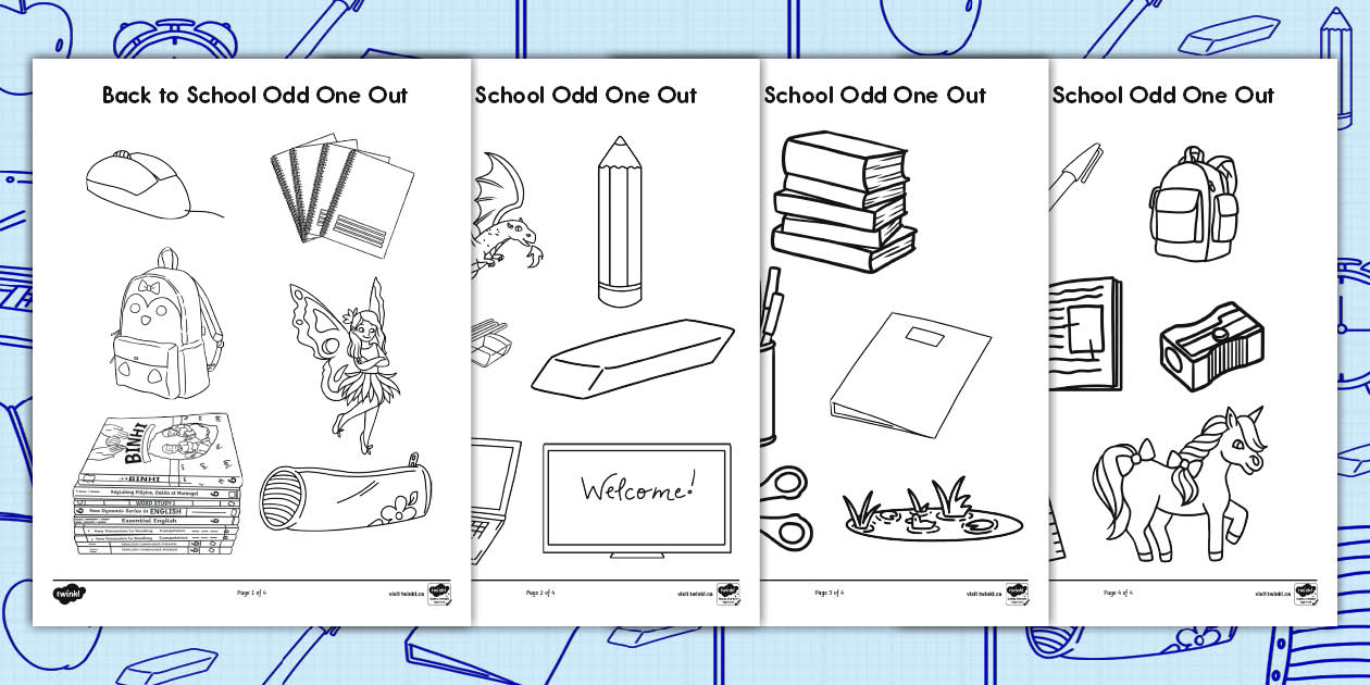 * NEW * Back to School Odd One Out Colouring Sheet - Twinkl