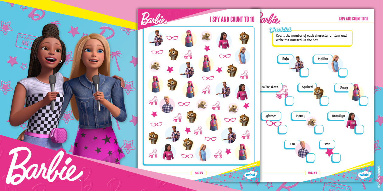 👉 Barbie: I Spy and Count to 10 Activity Sheet