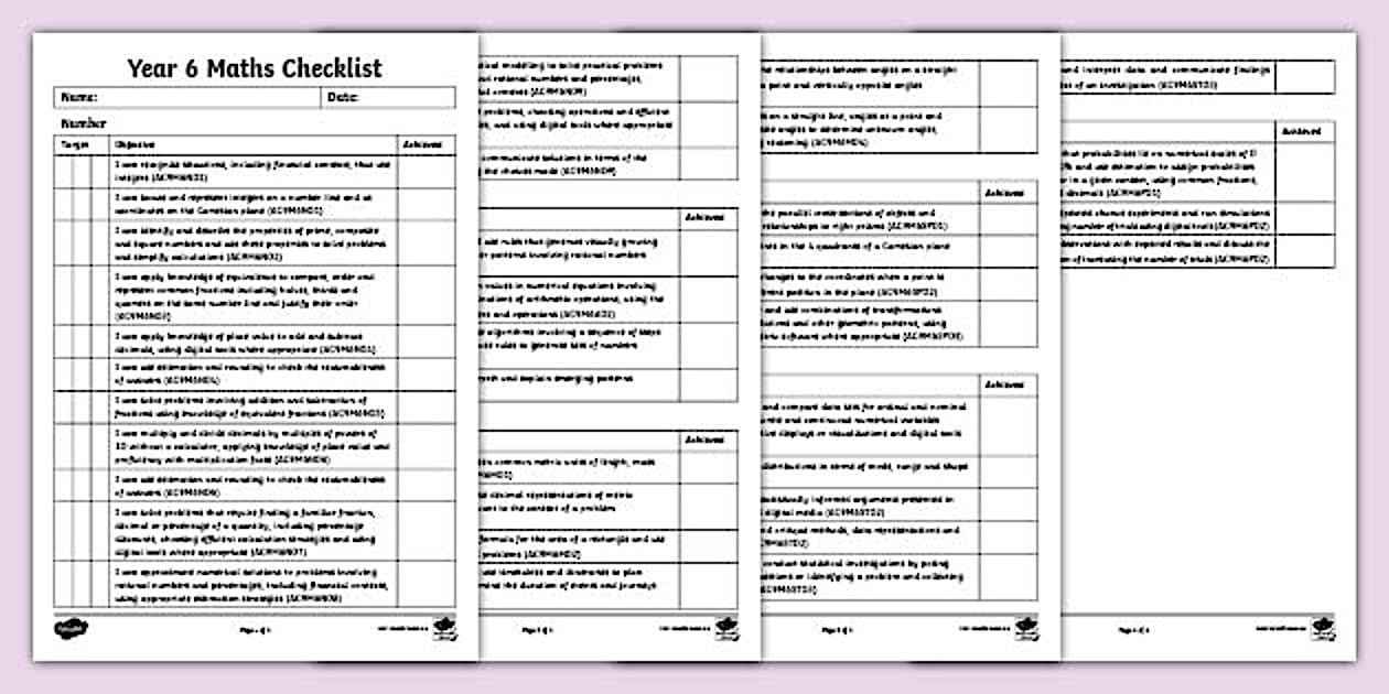 Year 6 Maths Assessment I Can Statements Checklist - Twinkl