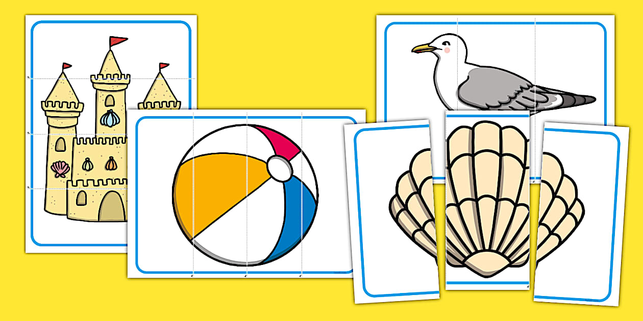 Seaside Jigsaw Puzzle Strips | Twinkl (teacher made)