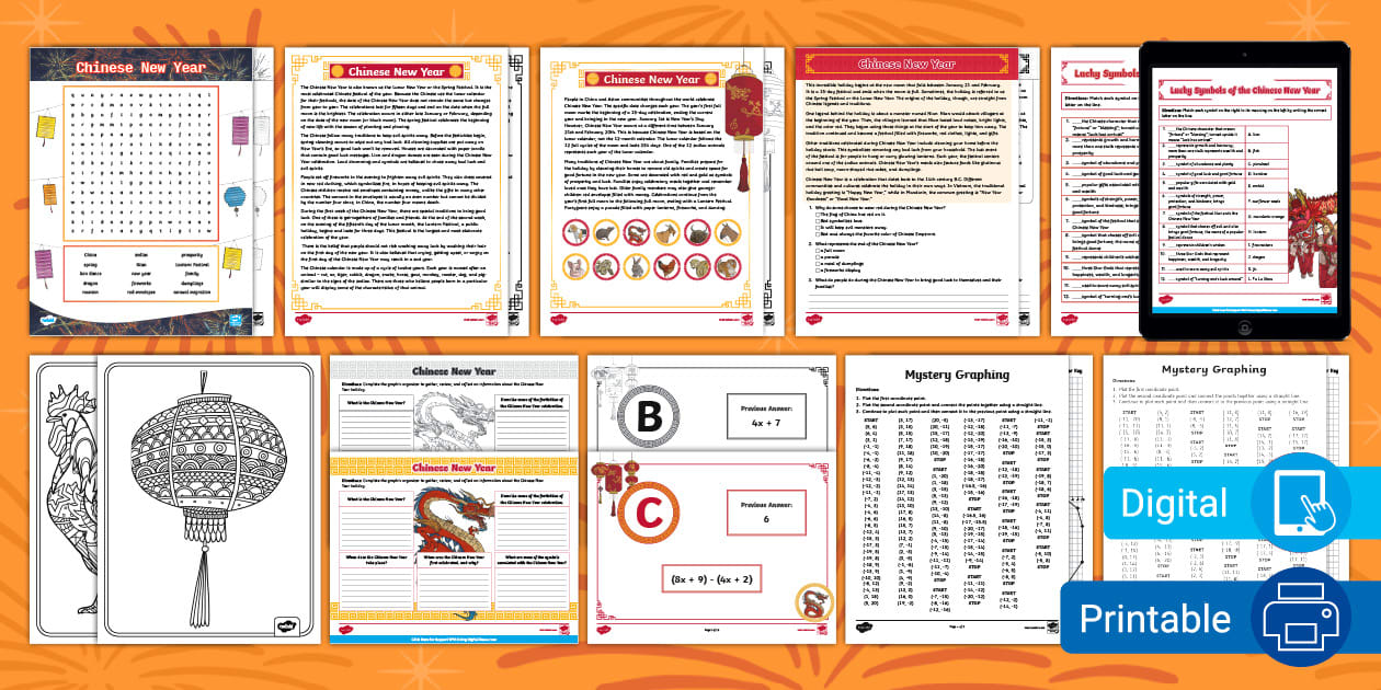 Chinese New Year Activity Pack for 6th-8th Grade - Twinkl