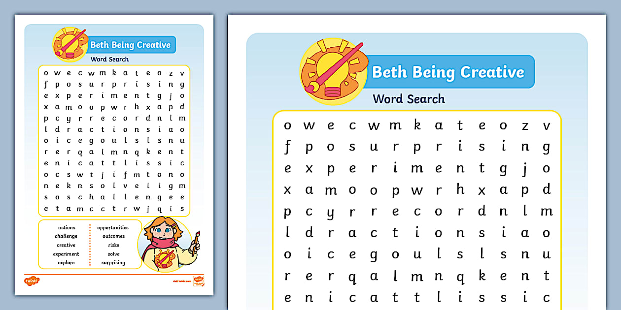 Beth Being Creative Word Search (teacher made) - Twinkl
