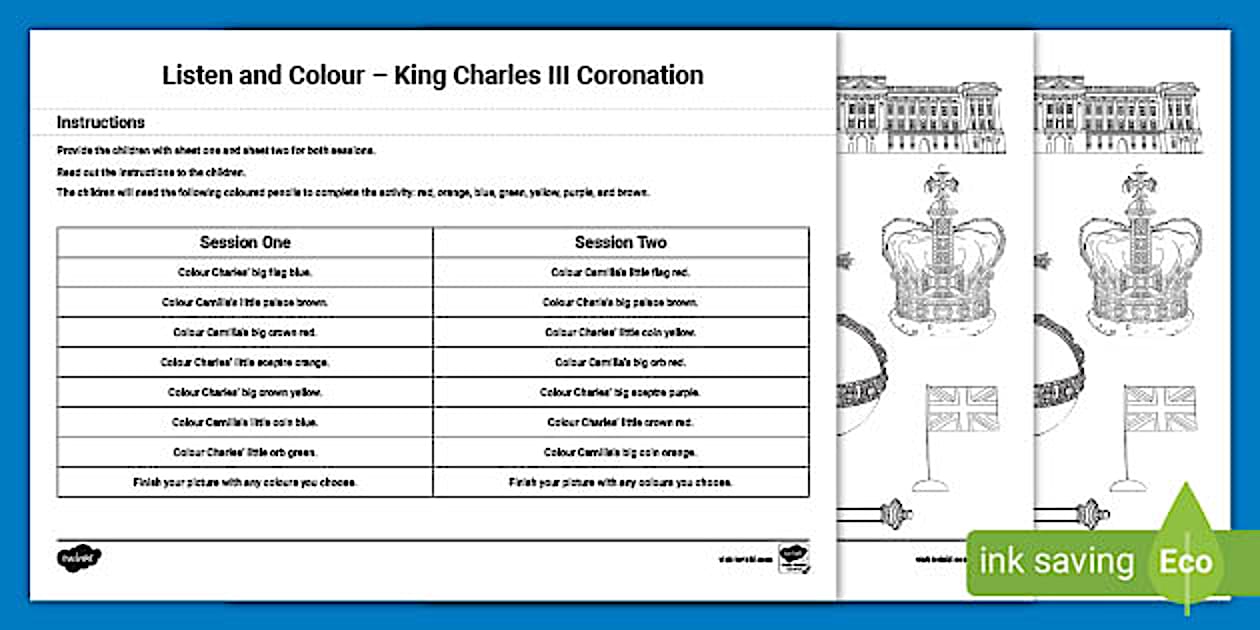 Listen and Colour 4 Key Words King Charles III Coronation