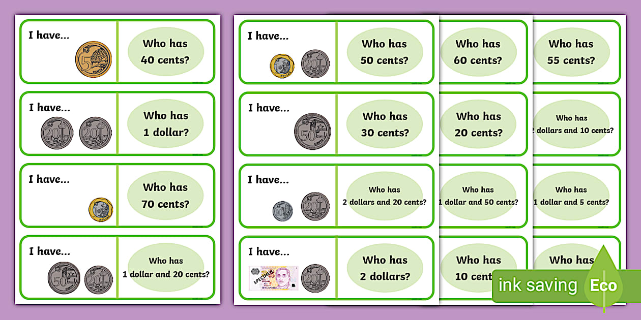 *I Have, Who Has Singapore Money Game* (Lehrer gemacht)