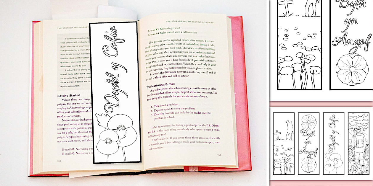 Llyfrnod Sul y Cofio (teacher made) - Twinkl