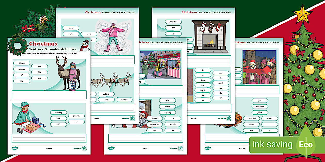 Christmas Sentence Scramble Activities for Learners of EAL