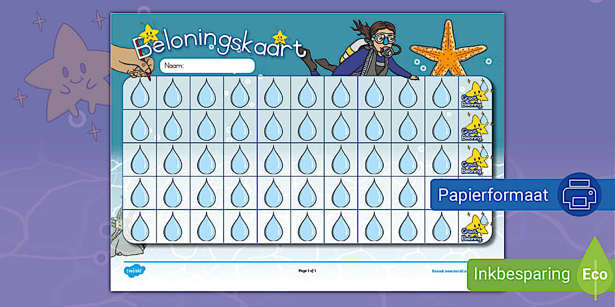 Water Tema Beloningskaart (teacher made) - Twinkl