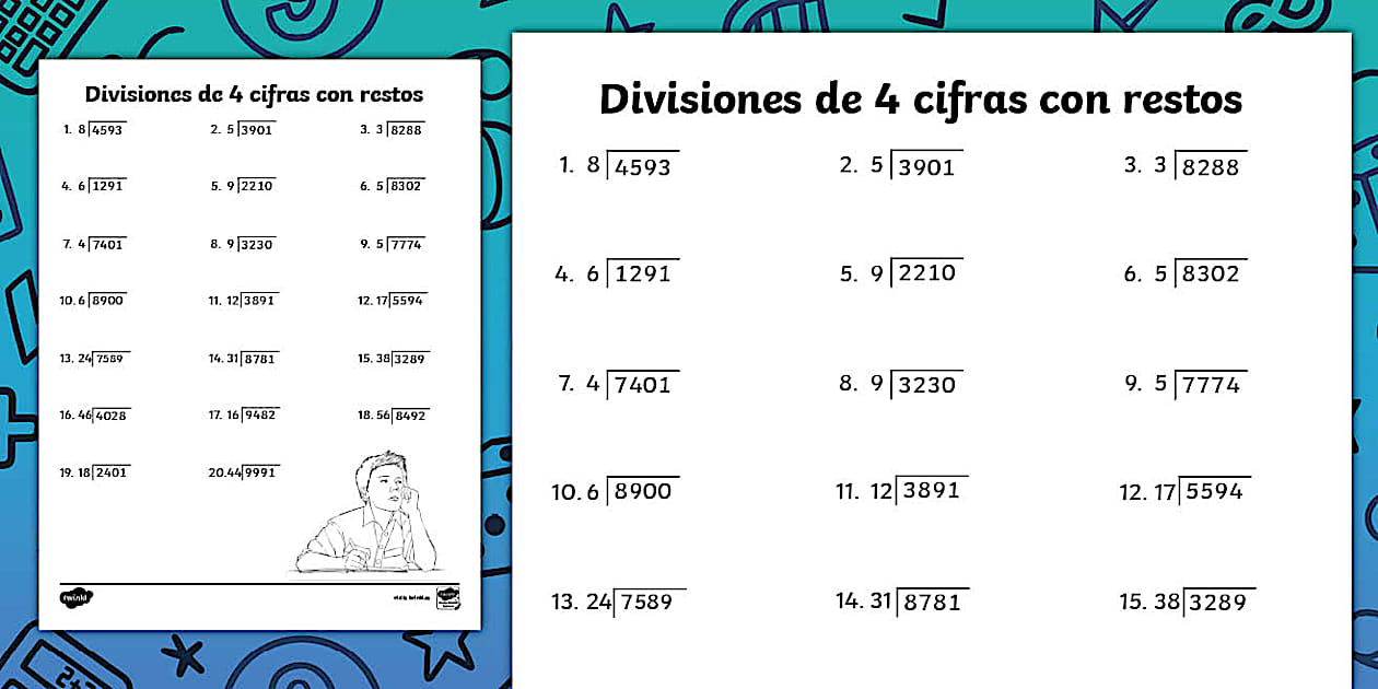 Ficha de actividad: Divisiones de 4 cifras con restos