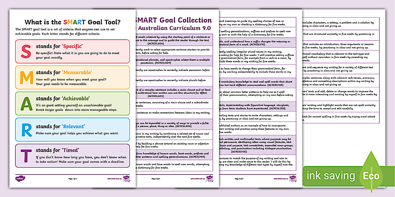 Year Five SMART Goals Writing Guidance And Collection