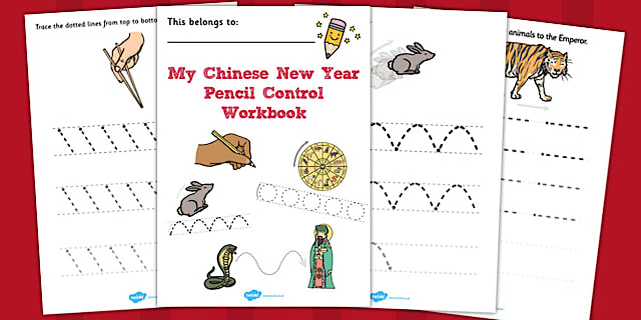 Chinese New Year Themed Line Handwriting Worksheets - handwriting