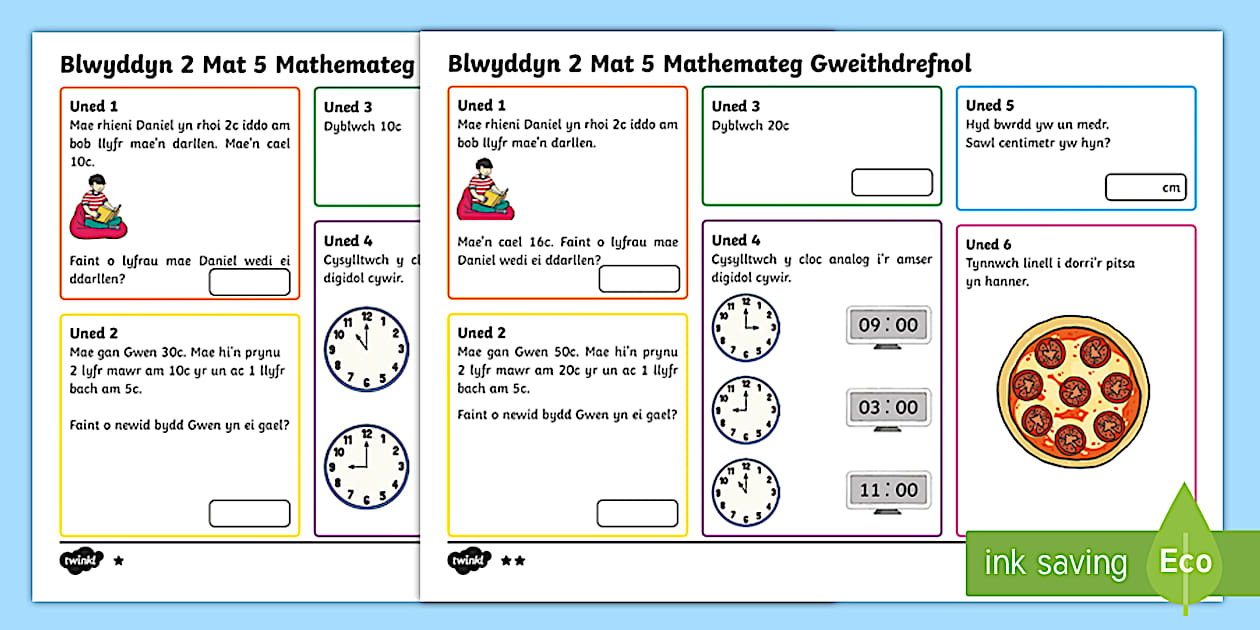 Matiau Gweithgaredd Mathemateg Blwyddyn 2 Mat 5- mathemateg, blwyddyn 2 ...
