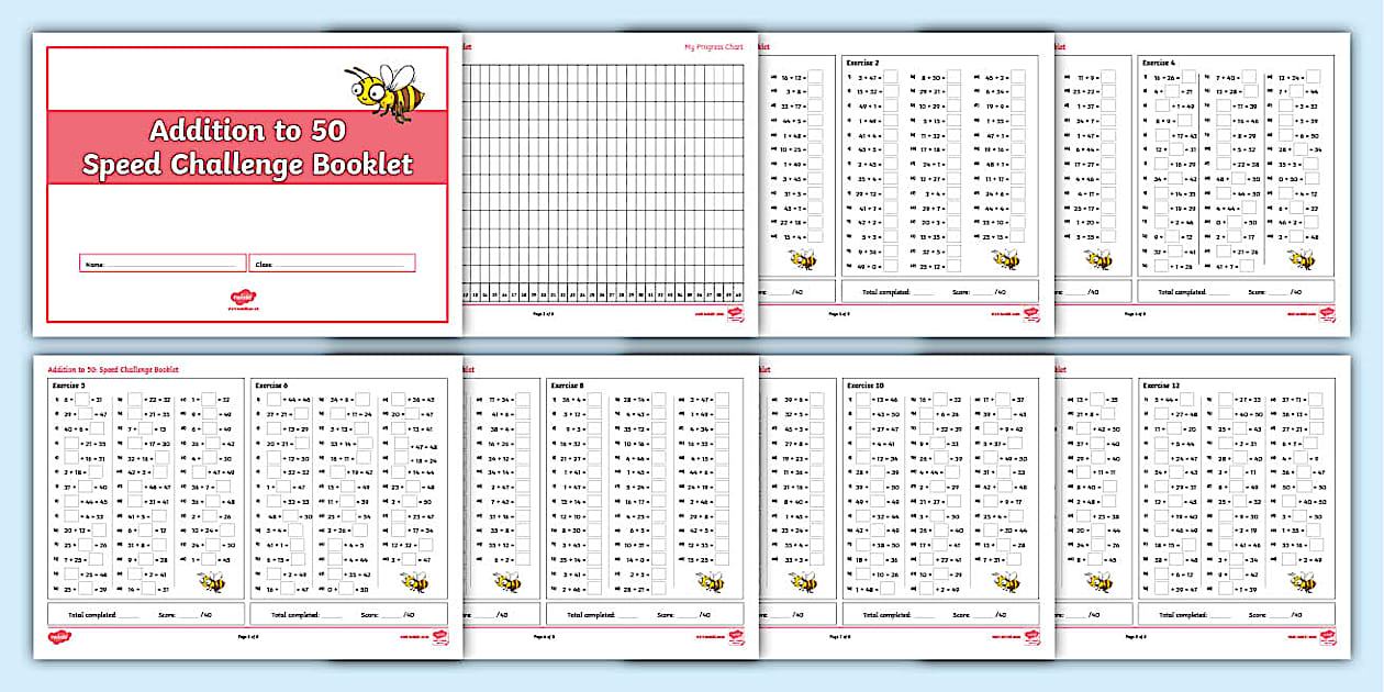 👉 Addition to 50 Speed Challenge Booklet - Twinkl