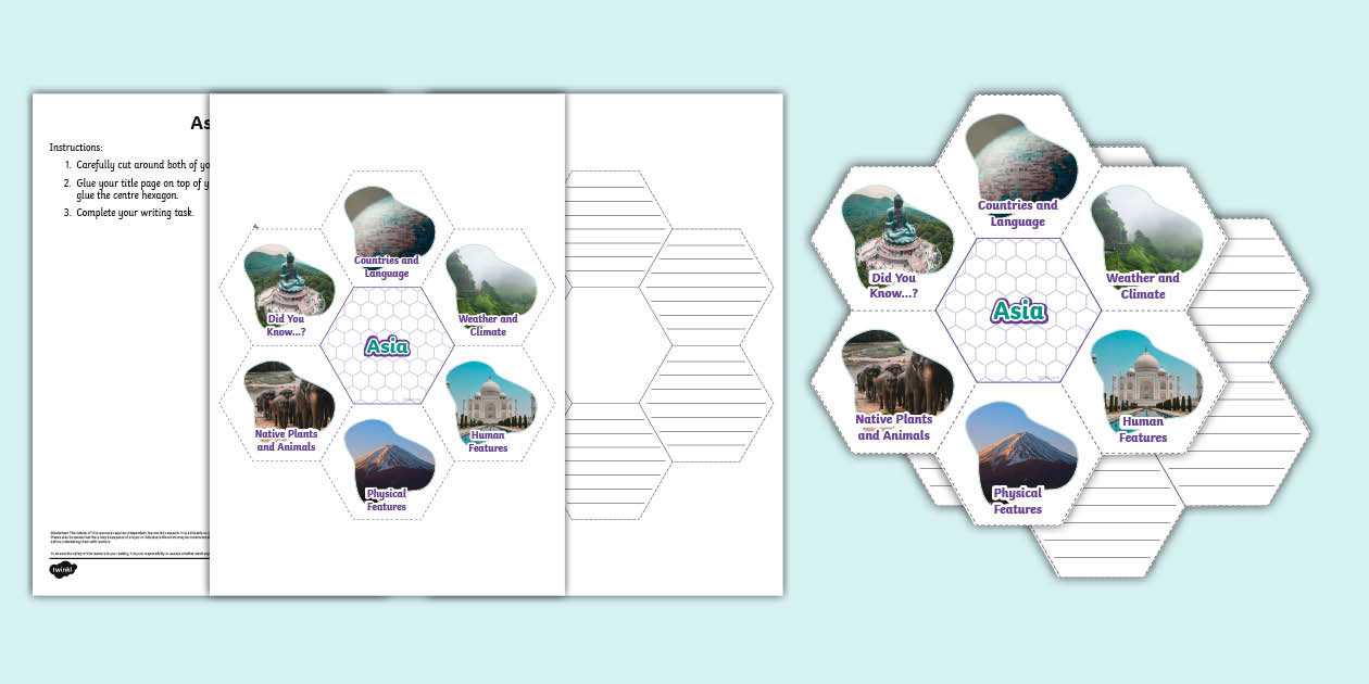 KS2 Asia Hexagon Writing Template (teacher made) - Twinkl