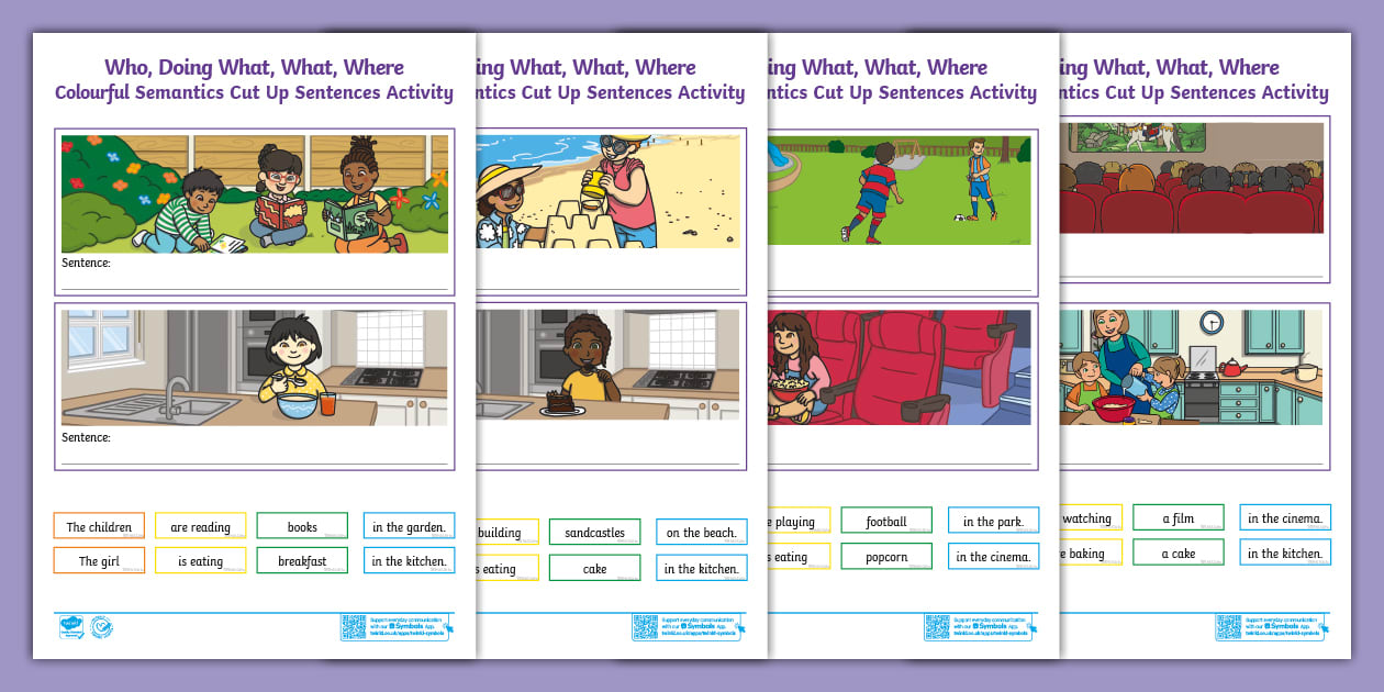 Who, What Doing, What, Where - Colourful Semantics Activity