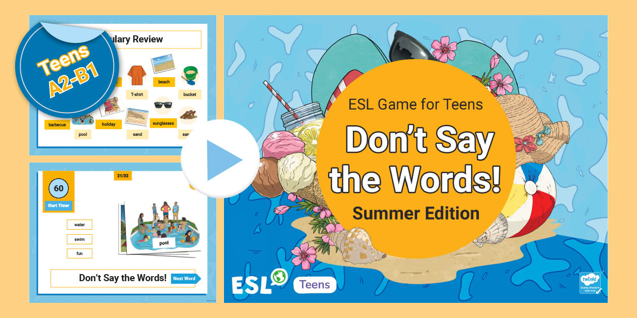 ESL Don't Say the Words! Summer Edition PowerPoint Game