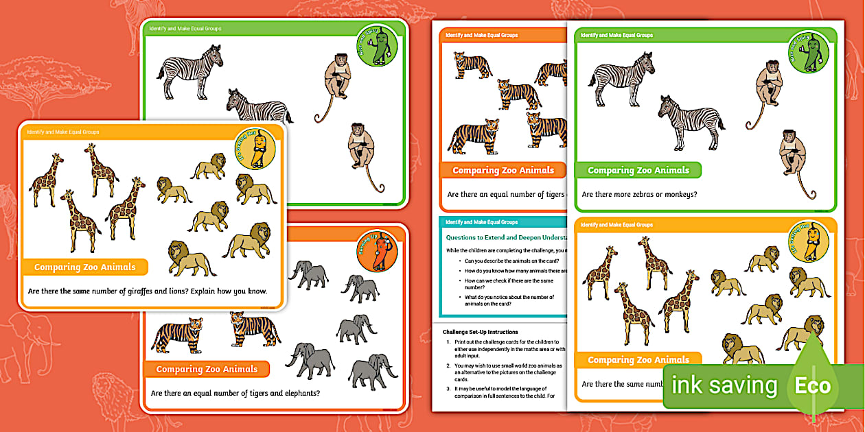 EYFS Maths Chilli Challenges Equal Groups of Zoo Animals