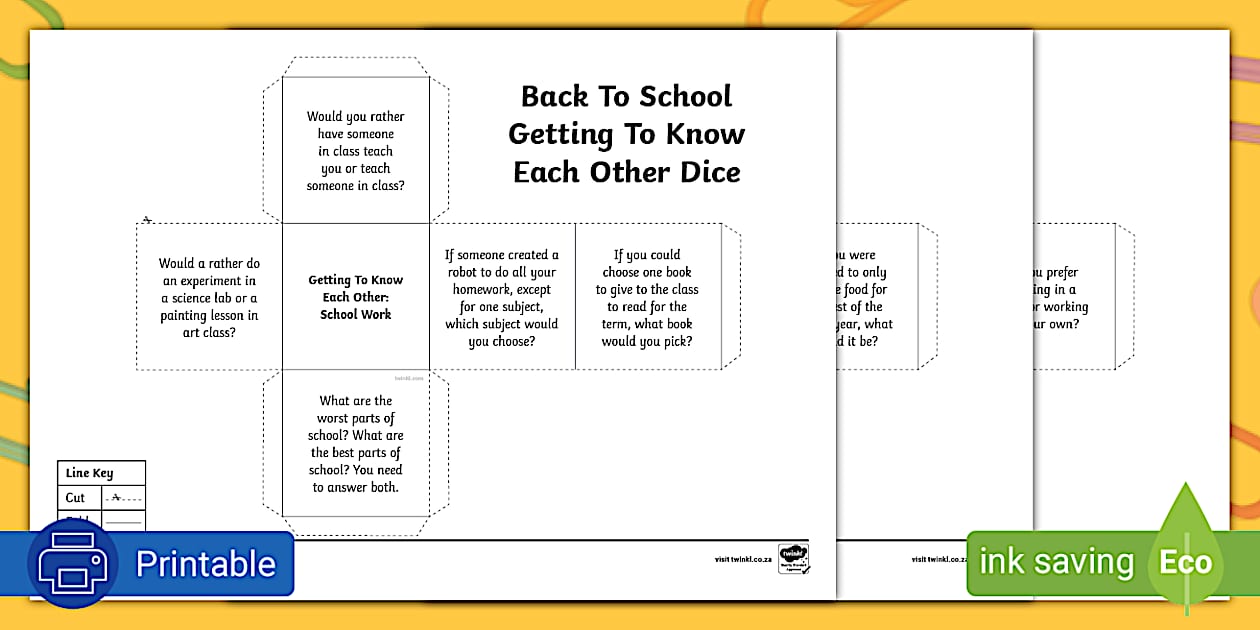 Getting To Know You Dice Game Printable - Twinkl