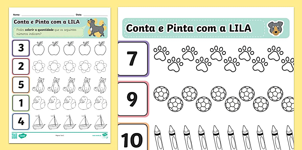 Guia de Trabalho: conta e pinta com a Lila | Twinkl