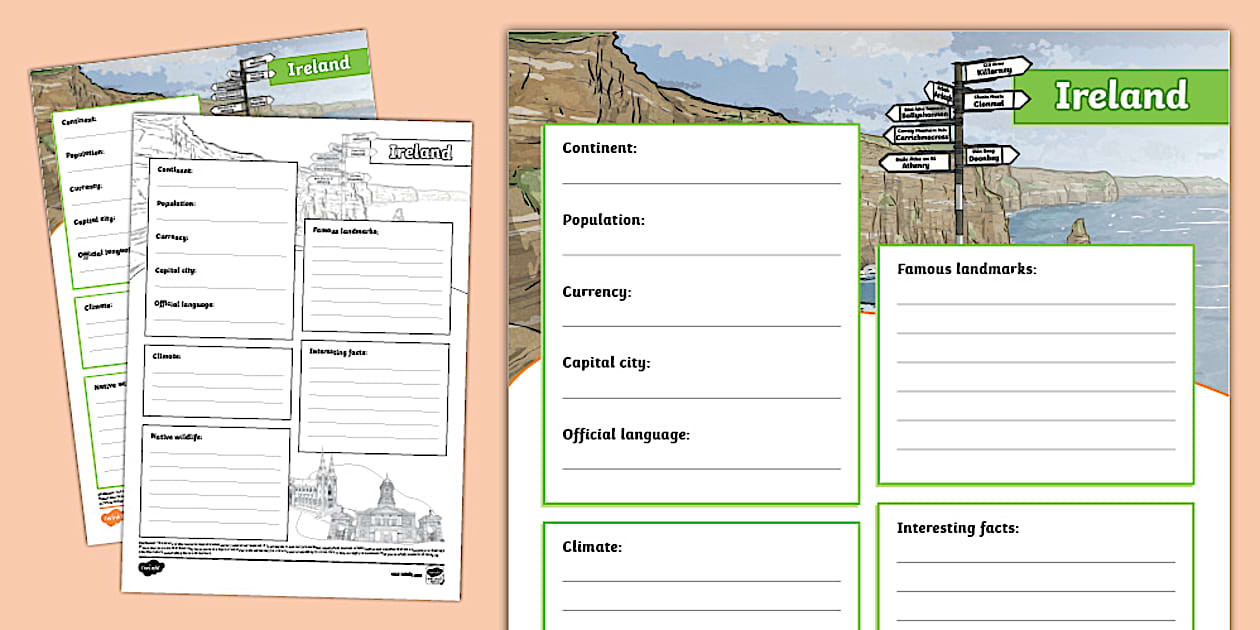 Ireland Fact File Template - Twinkl Geography (Teacher-Made)