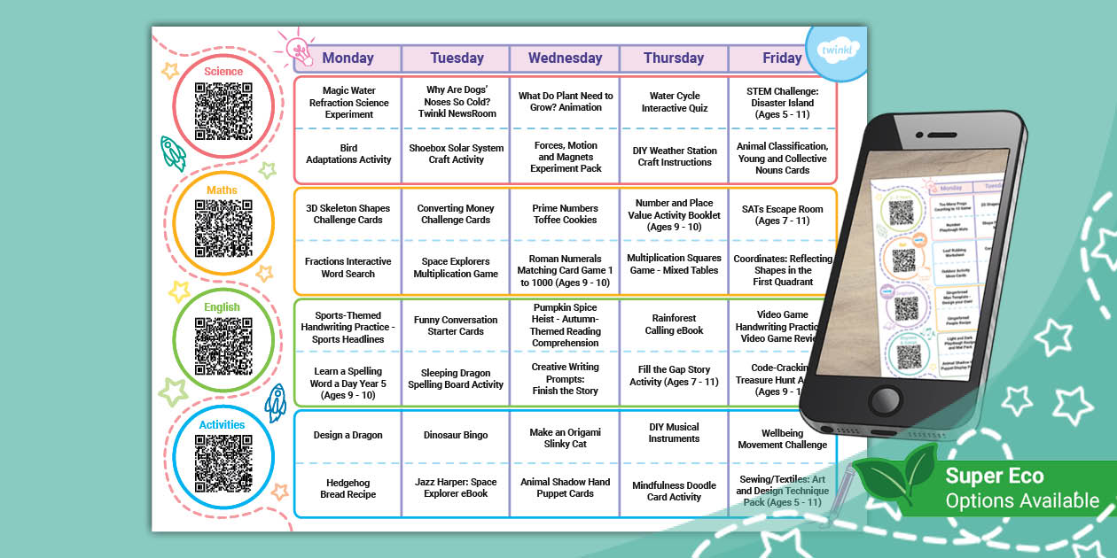 Home Learning Plan for Ages 9 - 10 | Parents