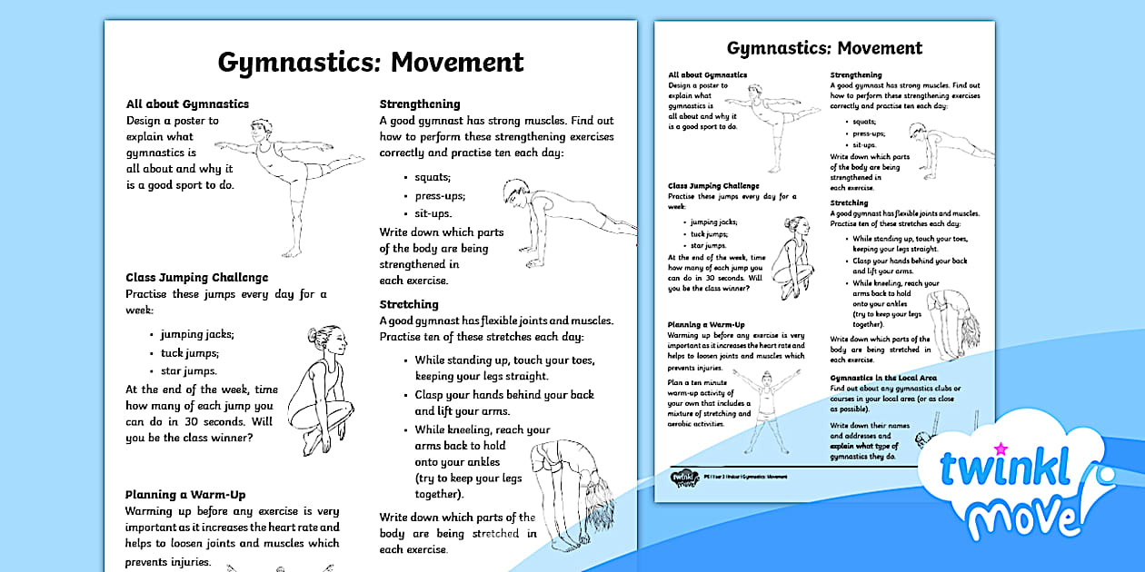 Home Learning Tasks - Year 3 PE Gymnastics Lesson - Twinkl