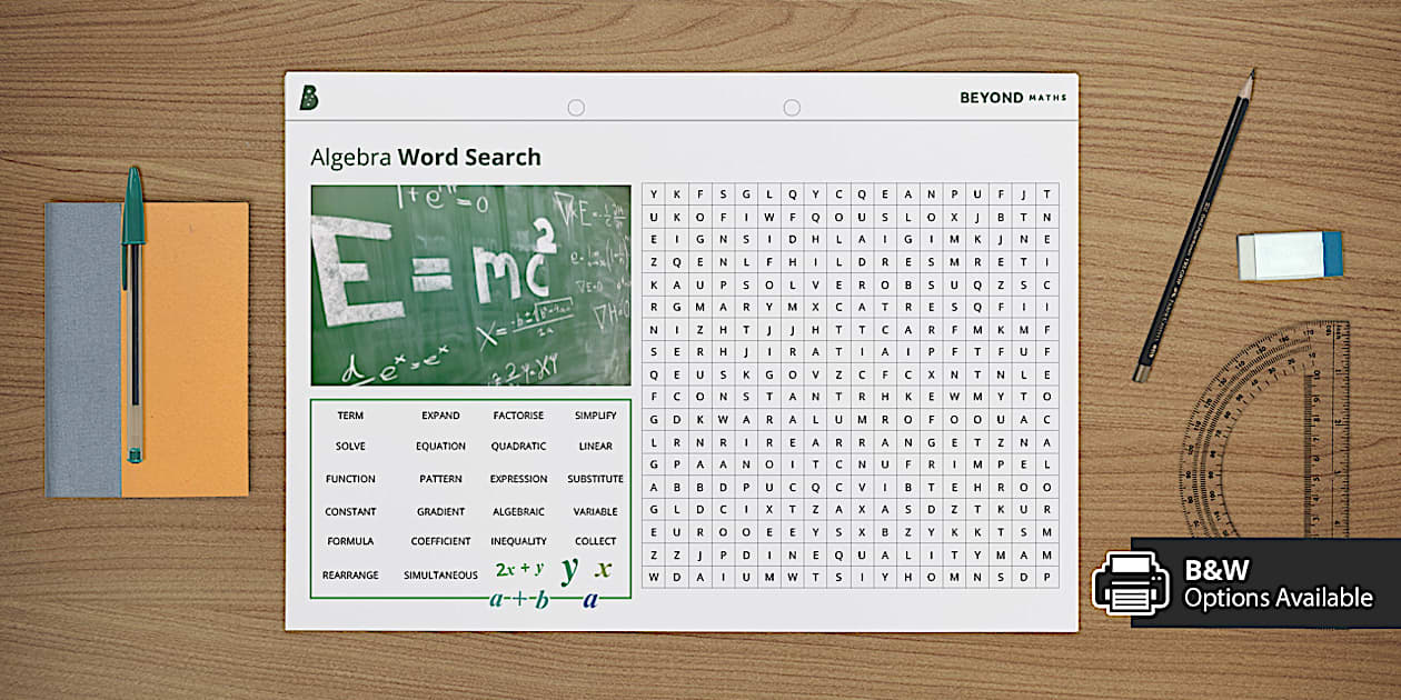 Algebra Word Search (teacher made) - Twinkl