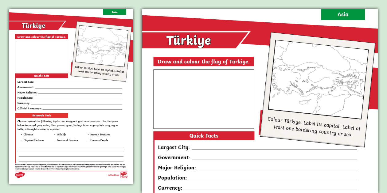 KS2 Türkiye Research Activity - KS2 - Geography - Twinkl