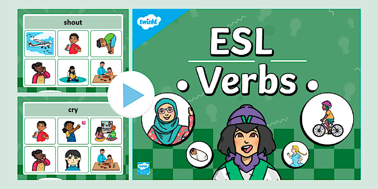 ESL Verbs Matching PowerPoint (teacher made) - Twinkl