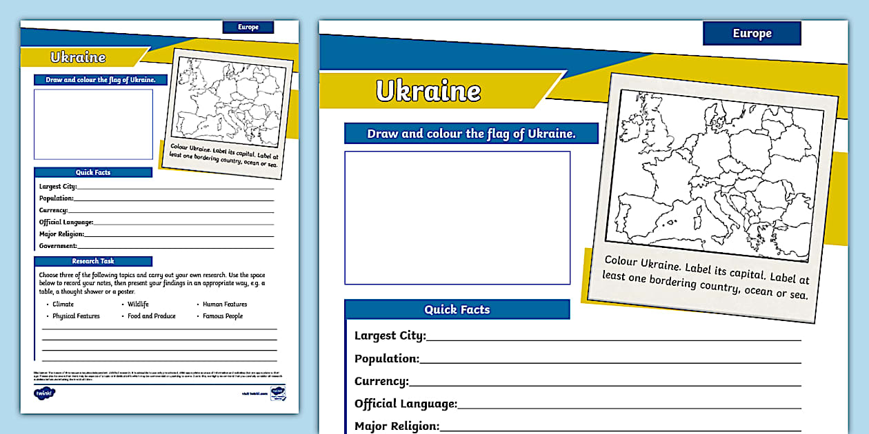 KS2 Ukraine Research Activity - Twinkl