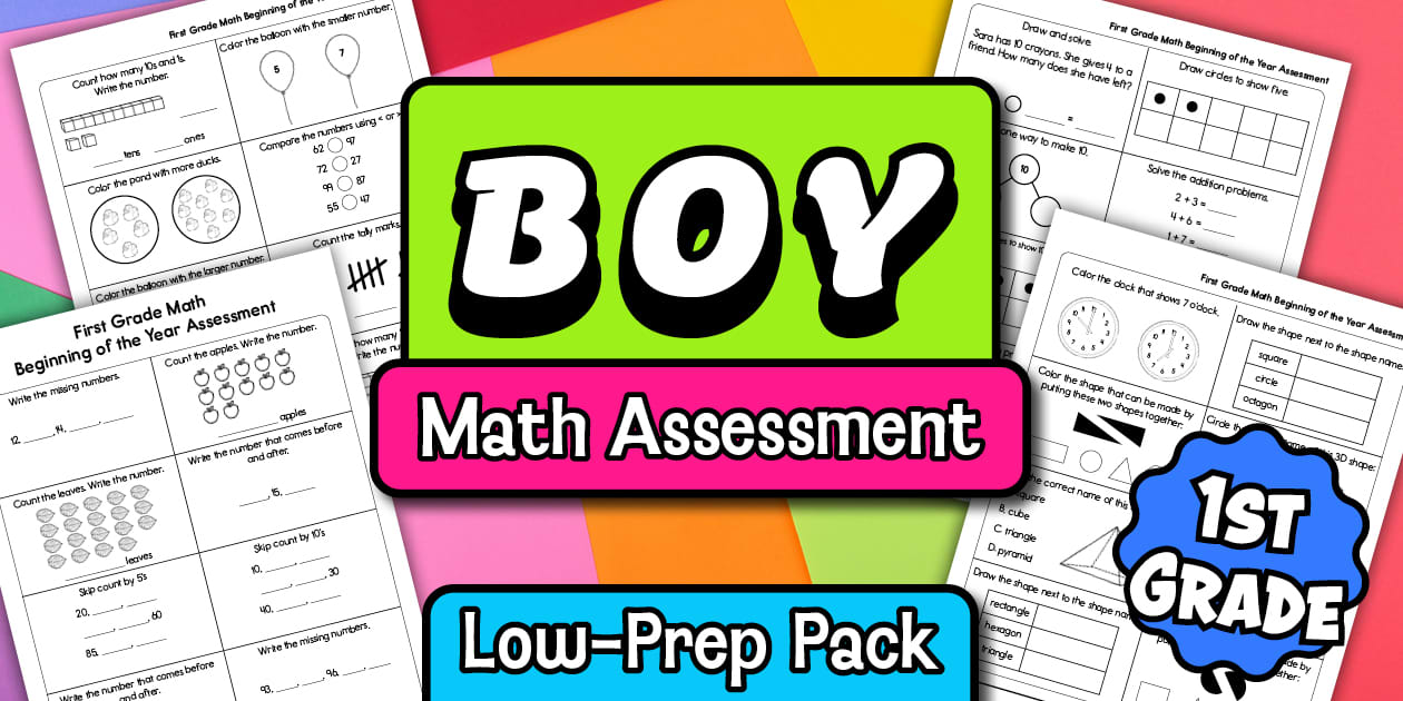 First Grade Beginning of the Year Math Assessment - Twinkl