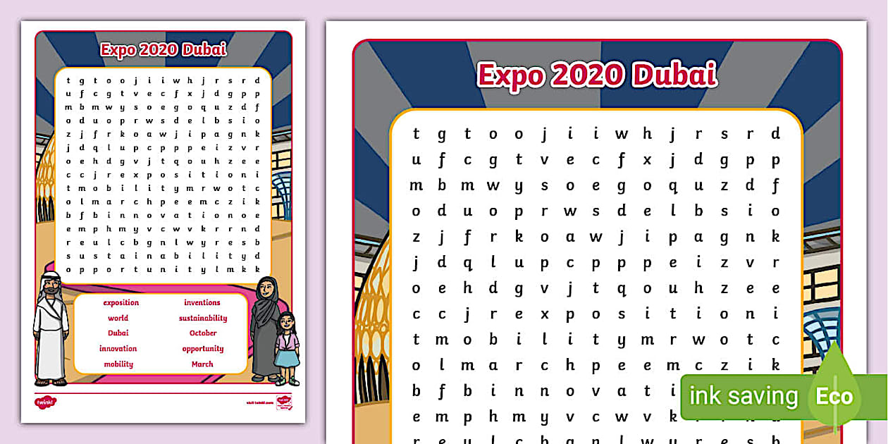 Expo 2020 Dubai Word Search - Twinkl