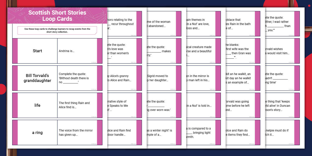 Scottish Short Stories Revision Loop Cards (teacher made)