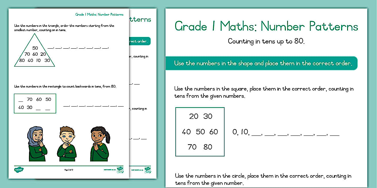 Grade 1 Maths: Number Patterns: 10's to 80 (teacher made)