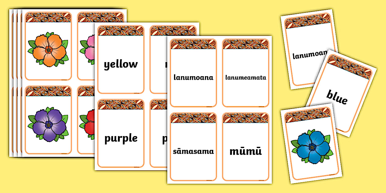 Samoan Language Colour Matching Cards